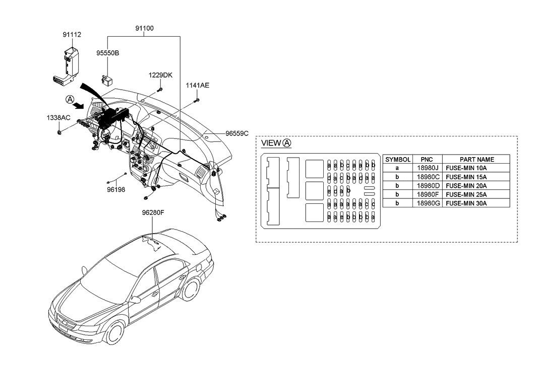 91151-0A540 Genuine Hyundai Wiring Assembly-Main