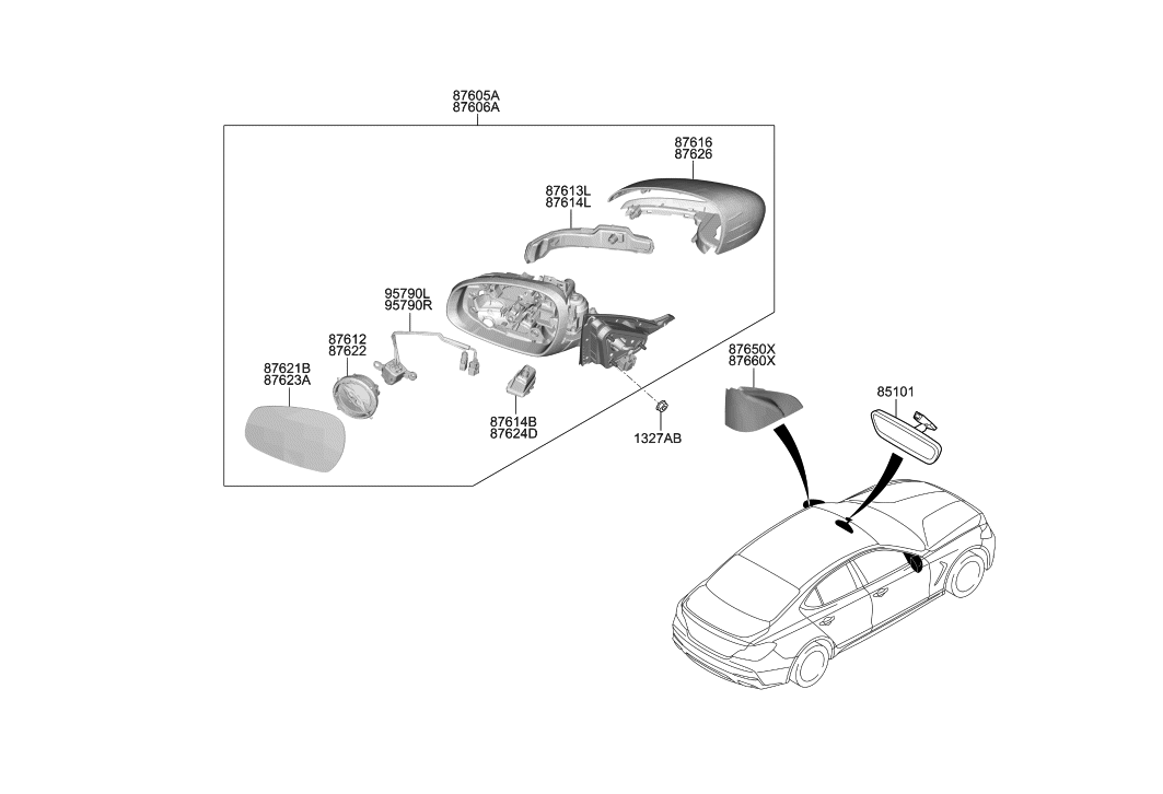 87614-G9000 Genuine Hyundai Lamp Assembly-Puddle,LH