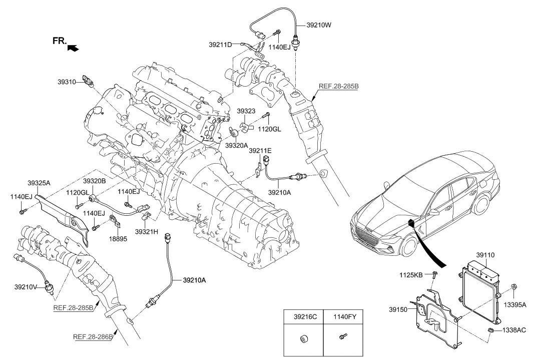 39210-3L550 Genuine Hyundai Sensor Assembly-Oxygen