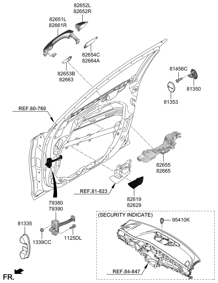 82662-G9010 Genuine Hyundai Cover-Front Door Outside Handle RH