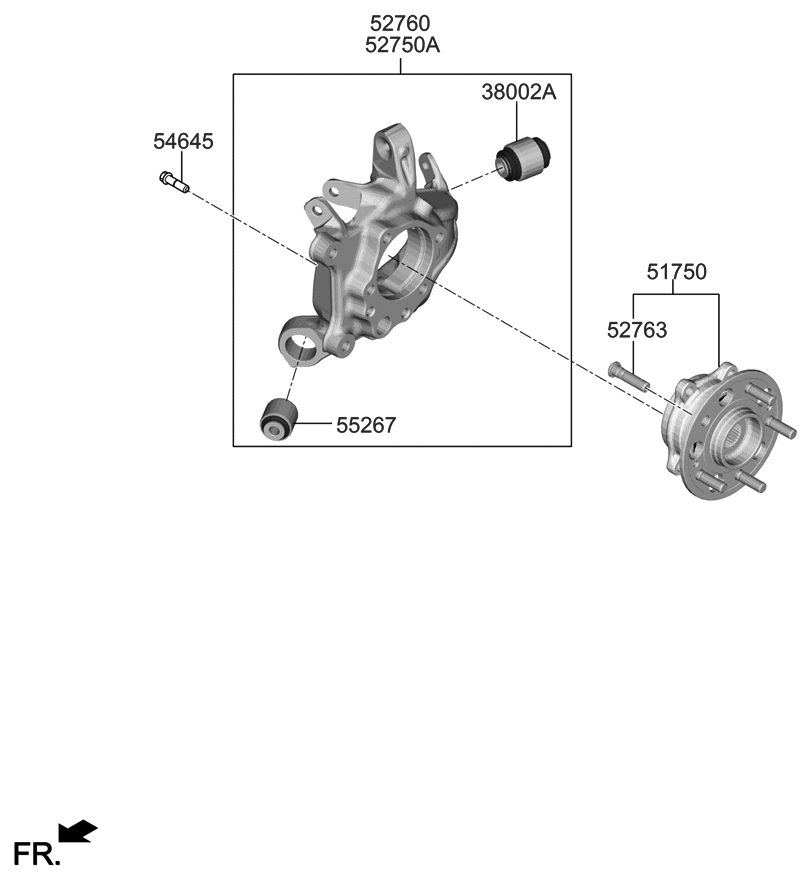 52711-G9000 Genuine Hyundai Carrier Assembly-Rear Axle,RH
