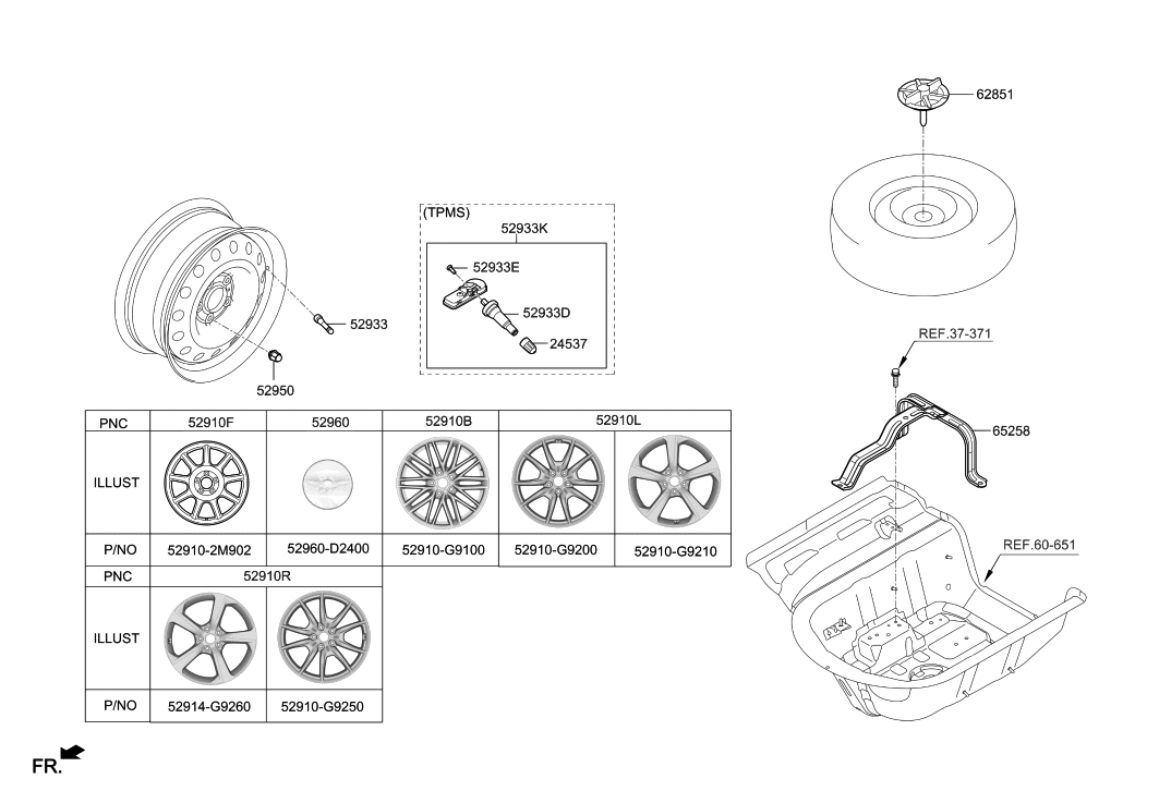 52910-G9200 Genuine Hyundai Front Aluminium Wheel Assembly