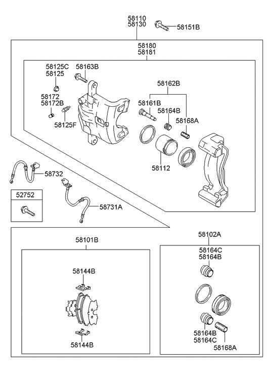 58731-2E000 Genuine Hyundai Hose-Brake Front,LH
