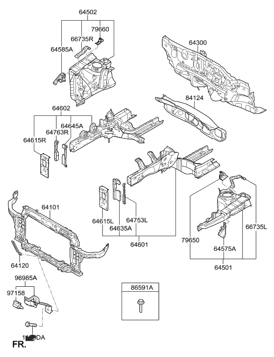 2016 Hyundai Veloster Fender Apron & Radiator Support Panel