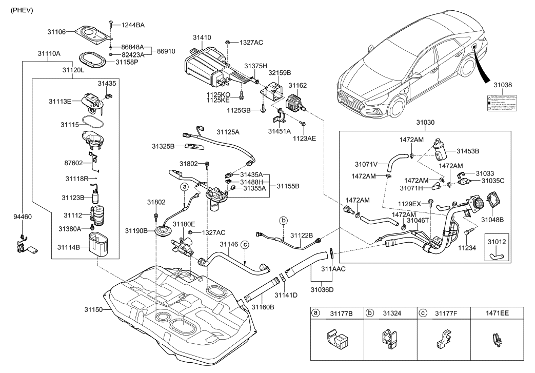 31038-G5000 Genuine Hyundai Label-Fuel Filler Door