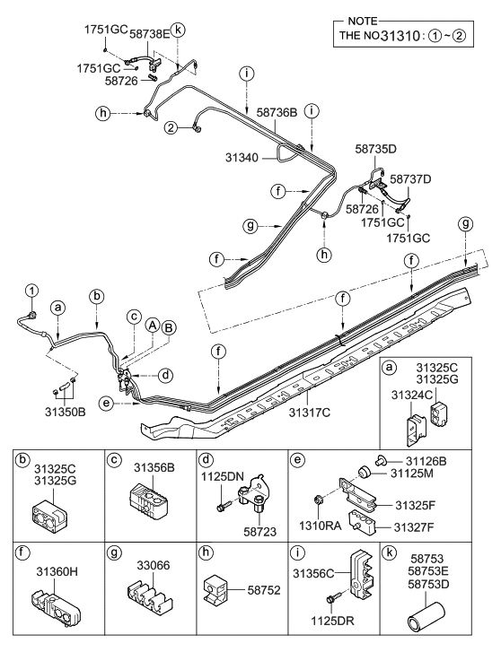 31310-3Q100 Genuine Hyundai Tube-Fuel Feed