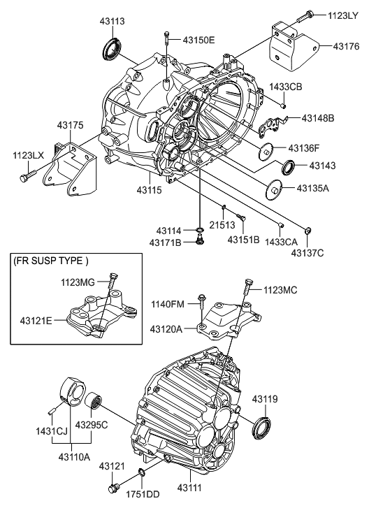 43121-24530 Genuine Hyundai Adaptor-Transmission Support Bracket