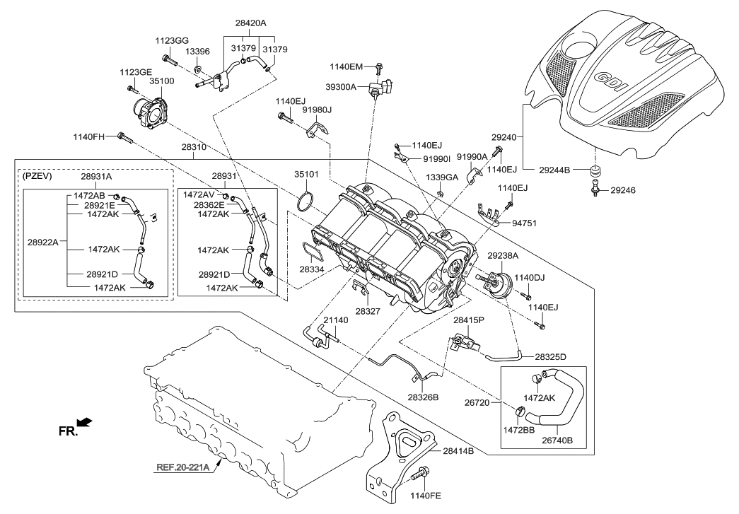 35100-2G710 - Genuine Hyundai BODY ASSEMBLY-THROTTLE
