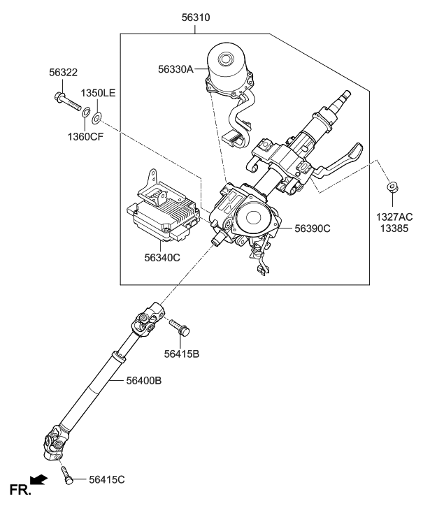 56390-4Z000 Genuine Hyundai Column & Housing Assembly