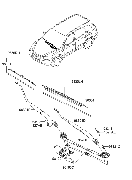 98160-2B000 Genuine Hyundai Crank Arm-Windshield WIPER Motor