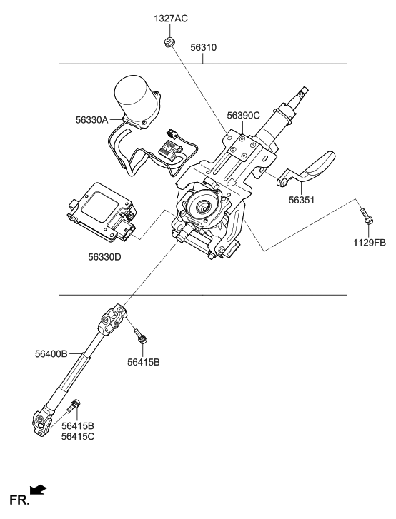 56390-2S902 Genuine Hyundai Column & Housing Assembly