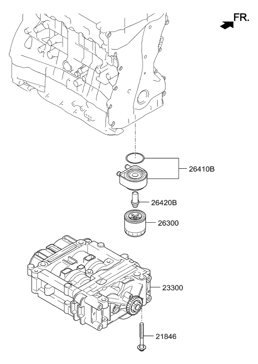 26410-2G100 - Genuine Hyundai COOLER ASSEMBLY-ENGINE OIL