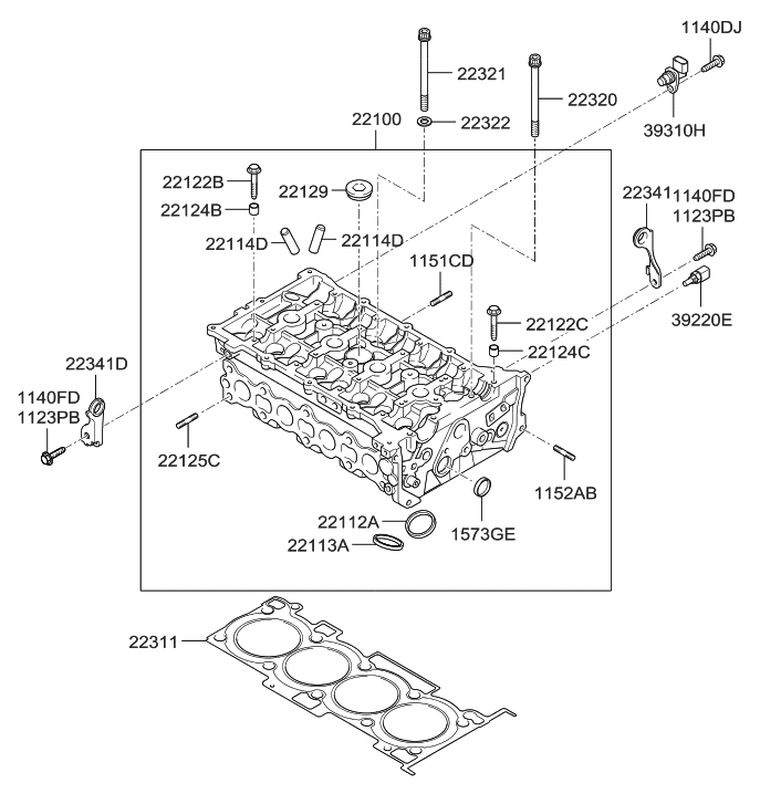 22100-25012 - Genuine Hyundai HEAD ASSEMBLY-CYLINDER