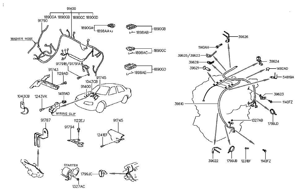 91402-33631 Genuine Hyundai Wiring Assembly-Engine Control Module