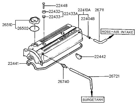 22441-32010 Genuine Hyundai Gasket-Rocker Cover