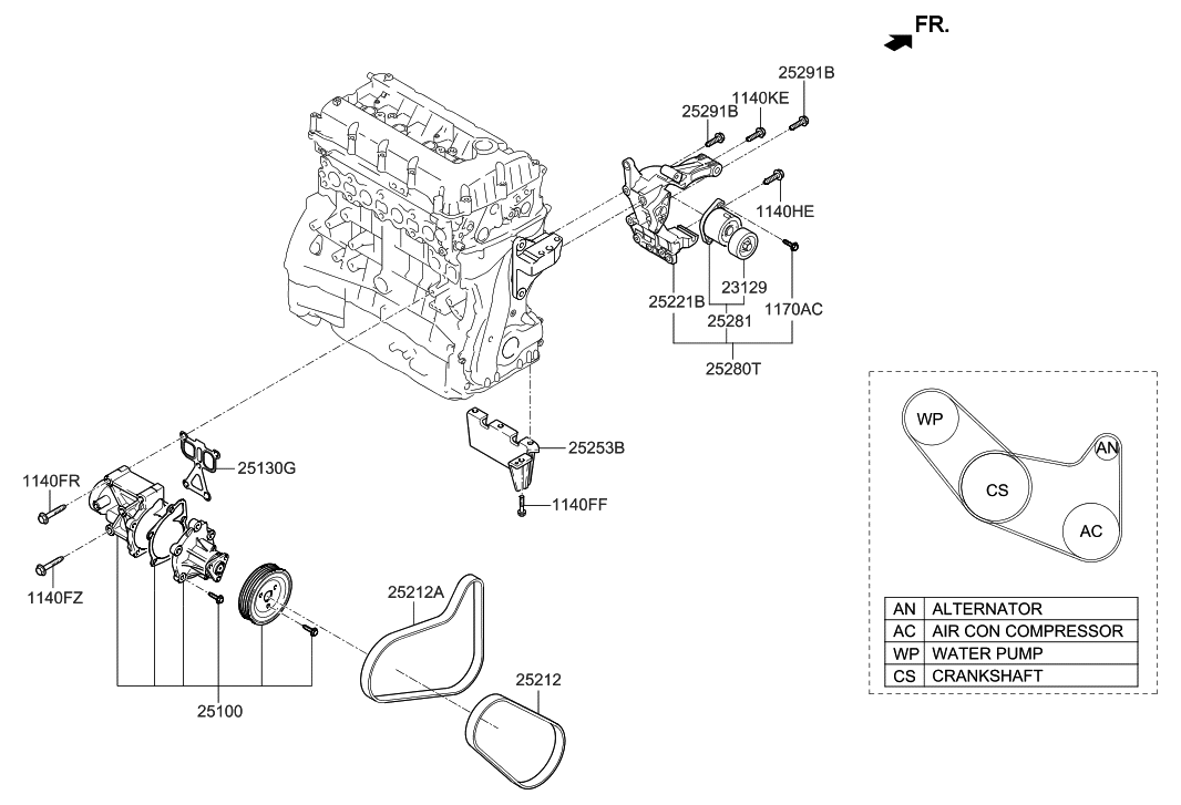 25280-2GGC2 Genuine Hyundai Tensioner Assembly