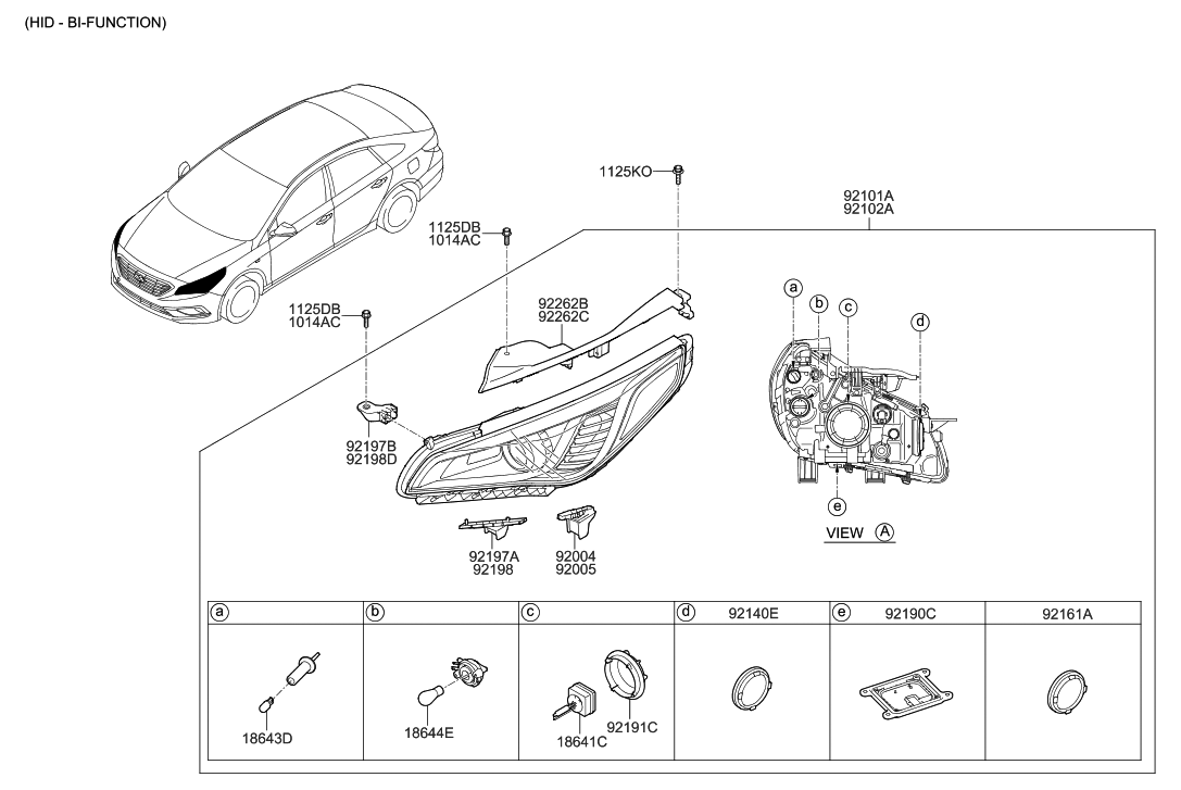 92101-C2200 - Genuine Hyundai LAMP ASSEMBLY-HEAD,LH