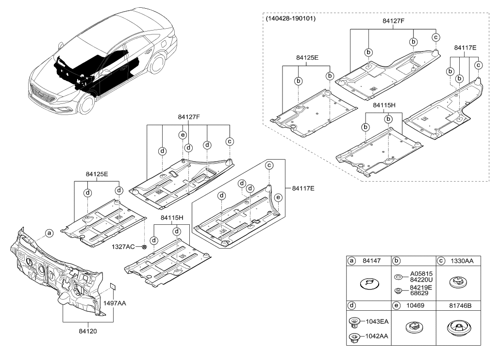 84147-C2500 - Genuine Hyundai UNDER COVER ASSEMBLY-FLOOR REAR,RH
