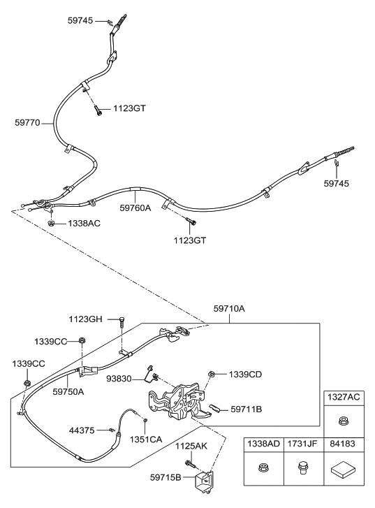 59750-3V000 Genuine Hyundai Cable Assembly-Parkng Brake