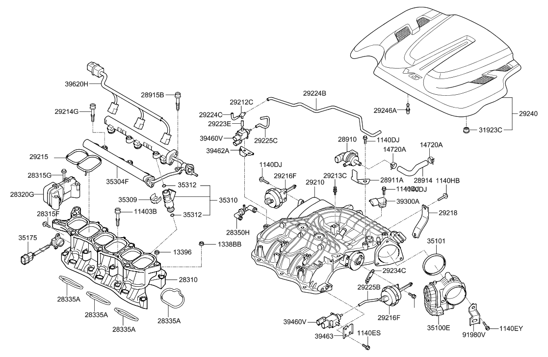 28310-2G060 - Genuine Hyundai MANIFOLD ASSEMBLY-INTAKE
