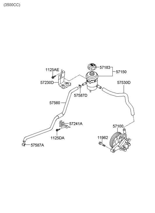 57100-1U000 - Genuine Hyundai PUMP ASSEMBLY-POWER STEERING OIL