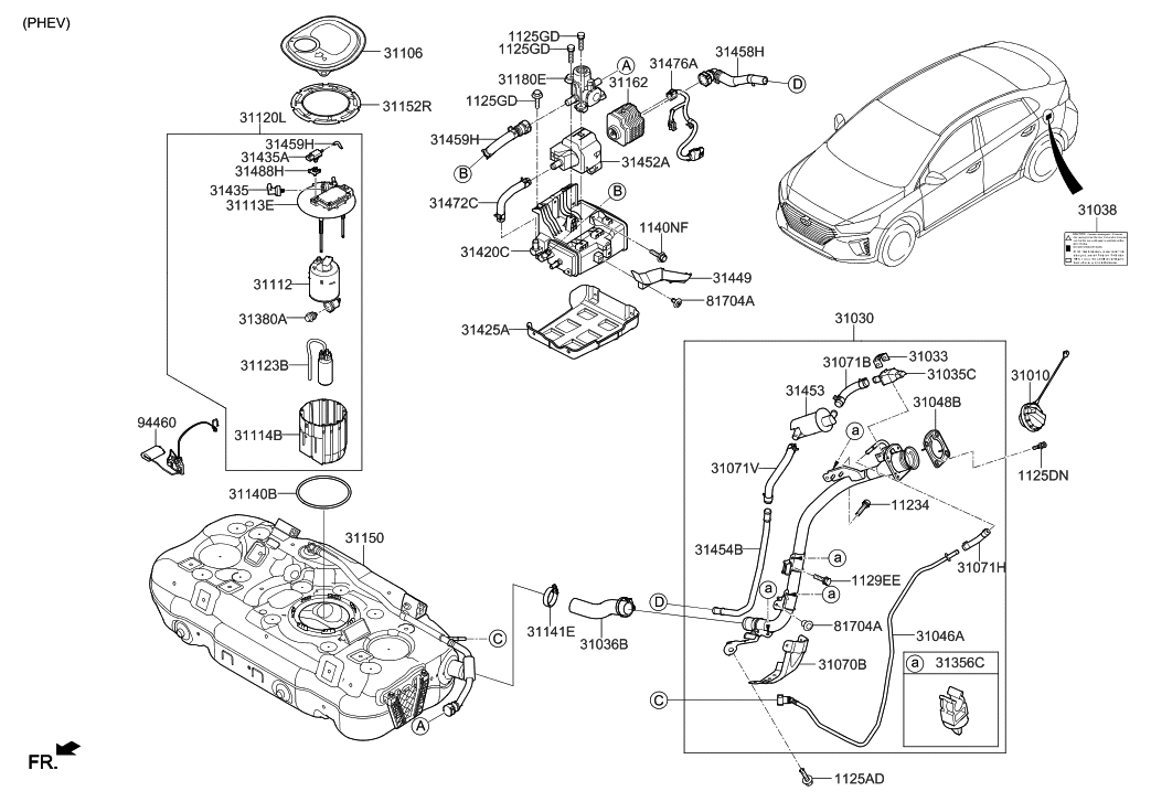 31038-G2100 Genuine Hyundai Label-Fuel Filler Door