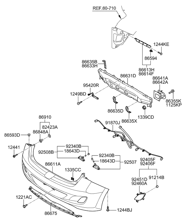 86611-A5000 - Genuine Hyundai COVER-REAR BUMPER
