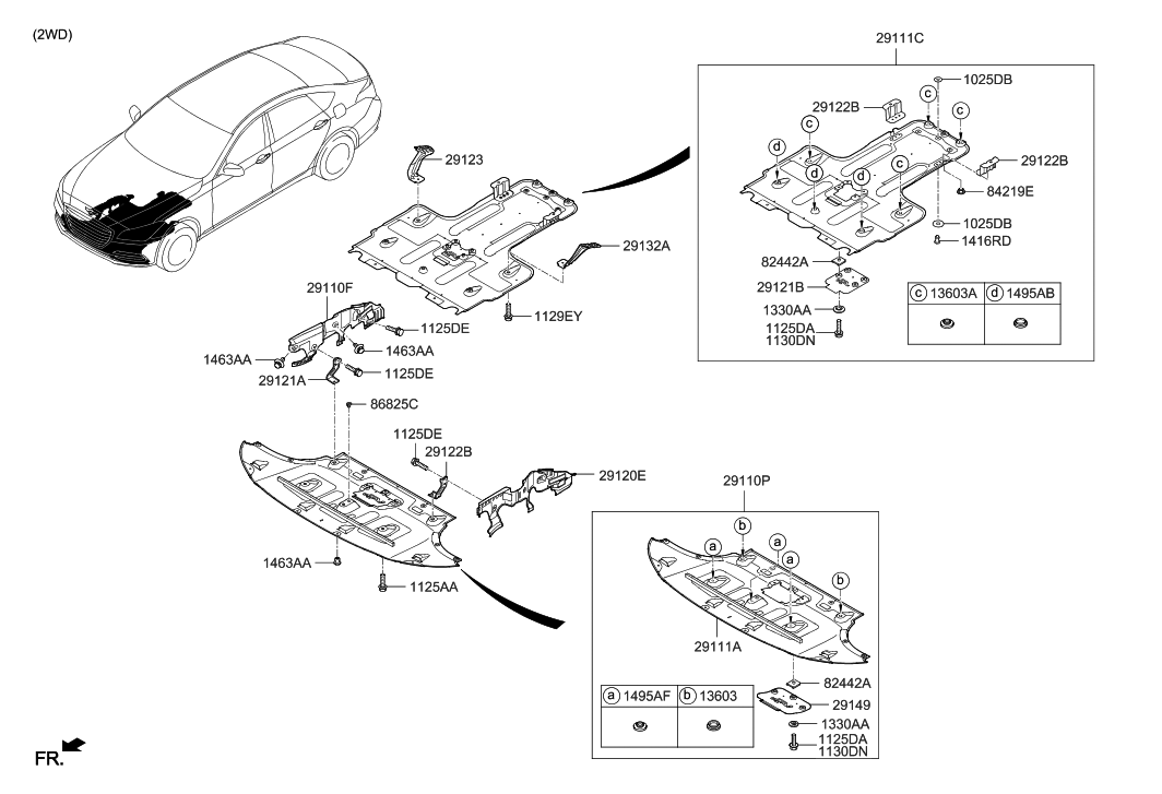 29140-B1210 Genuine Hyundai Panel-Under Cover Rear