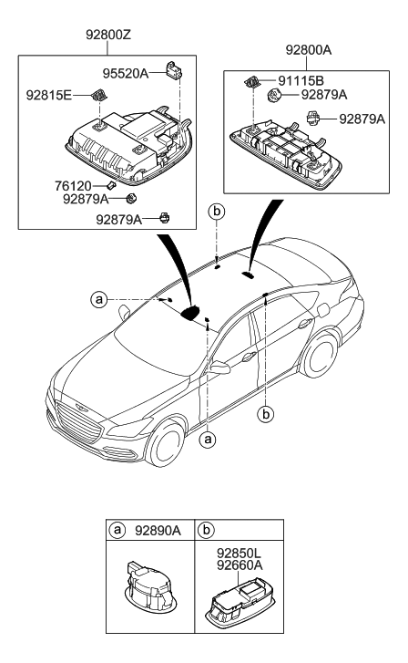 92810-B1620-SG2 Genuine Hyundai Overhead Console Lamp Assembly
