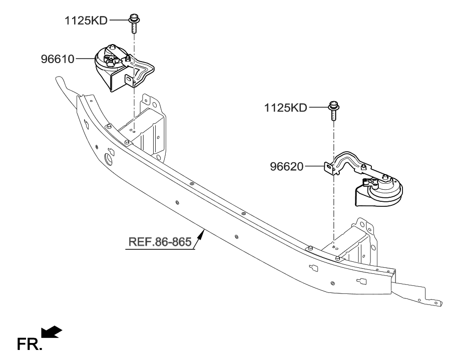 96610-B1510 Genuine Hyundai Horn Assembly-Low Pitch