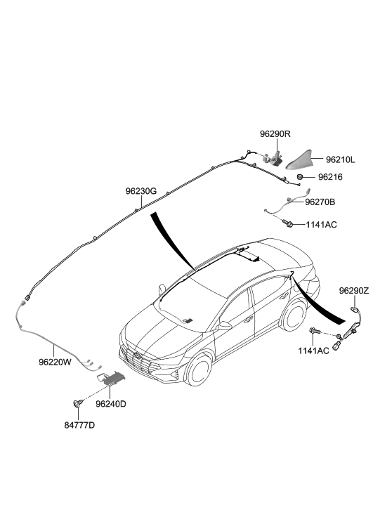 96210-F3500-T2G Genuine Hyundai Combination Antenna Assembly