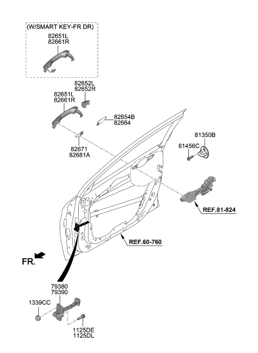 82661-F2010 - Genuine Hyundai HANDLE ASSEMBLY-DOOR OUTSIDE,RH