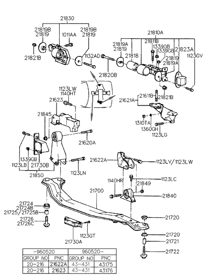 21830-22020 Genuine Hyundai Transaxle Mounting Bracket Assembly