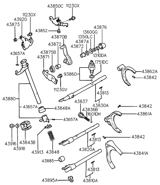 43850-22602 Genuine Hyundai Lever Assembly-Reverse Shift