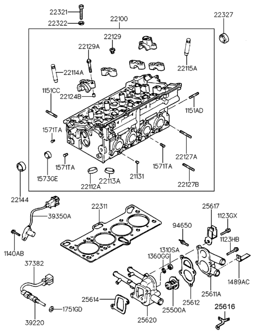25620-26100 - Genuine Hyundai HOUSING ASSEMBLY-THERMOSTAT