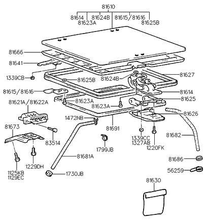 81625-23000 Genuine Hyundai Plate Assembly-Sunroof Handle Base