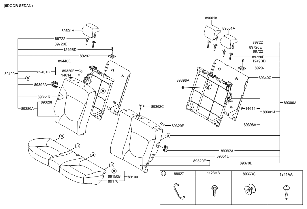 89410-1R000-RY Genuine Hyundai Frame & Lock-Rear Seat Back RH