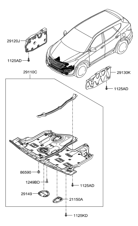 29110-4Z000 - Genuine Hyundai PANEL ASSEMBLY-UNDER COVER