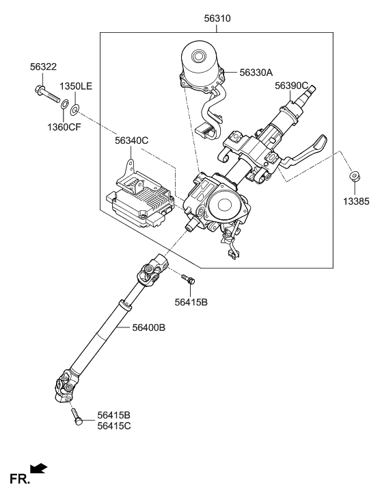56390-4Z500 Genuine Hyundai Column & Housing Assembly