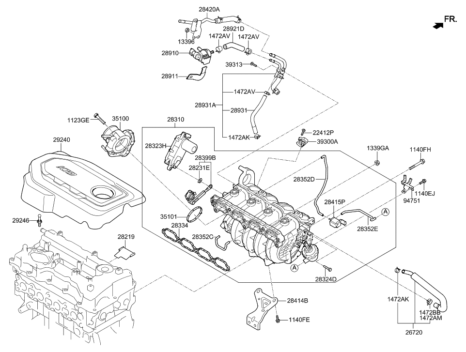 35100-2E000 - Genuine Hyundai BODY ASSEMBLY-THROTTLE