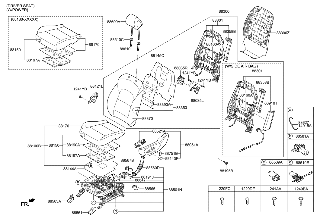 88300-D3510-TTR Genuine Hyundai Back Assembly-FR Seat,LH