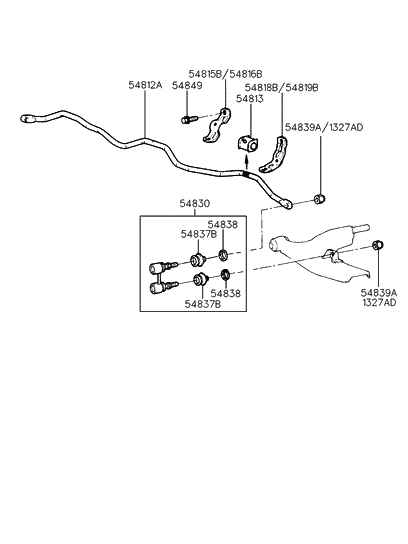 54817-28000 Genuine Hyundai Bracket-Stabilizer Bar Upper,LH