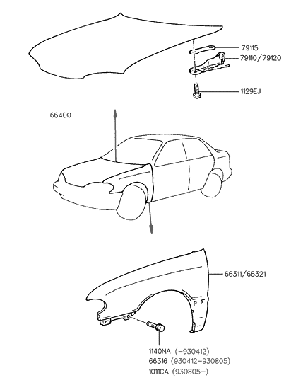 79120-28000 Genuine Hyundai Hinge Assembly-Hood,RH