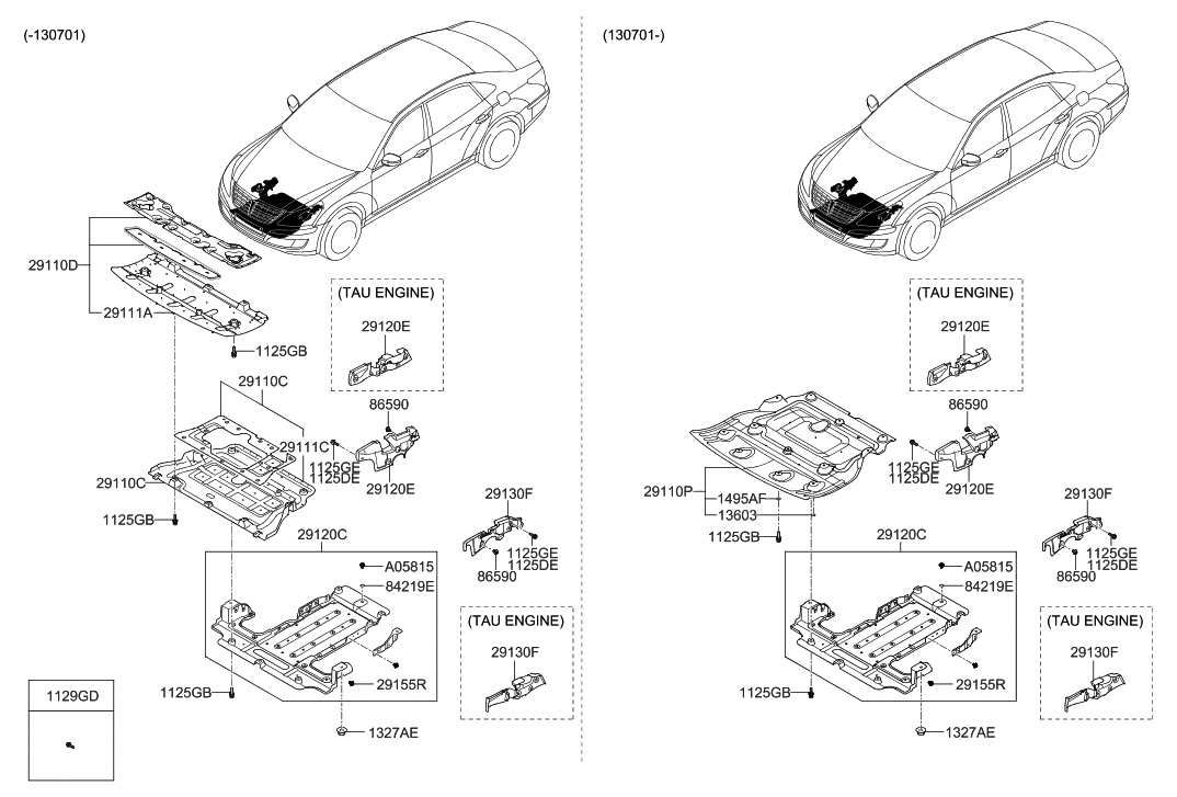 29120-3M000 - Genuine Hyundai PANEL-UNDER COVER FRONT