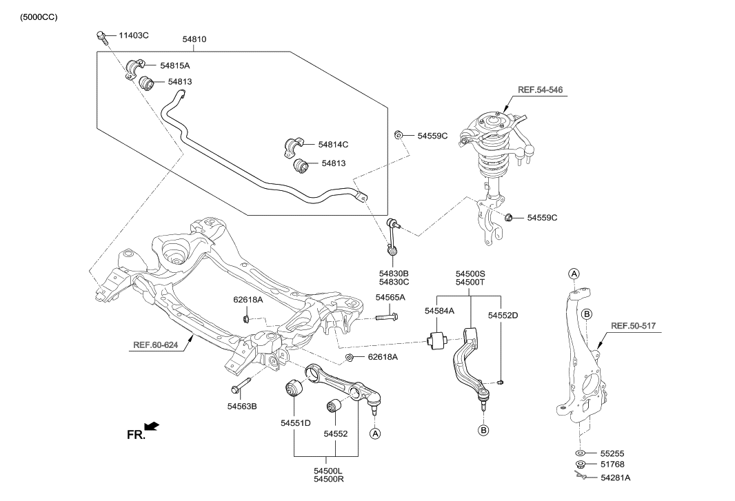 54584-D2700 Genuine Hyundai Bush-FR LWR Arm(G)