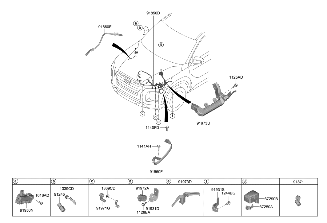 91850-S8420 Genuine Hyundai Wiring Assembly-Battery
