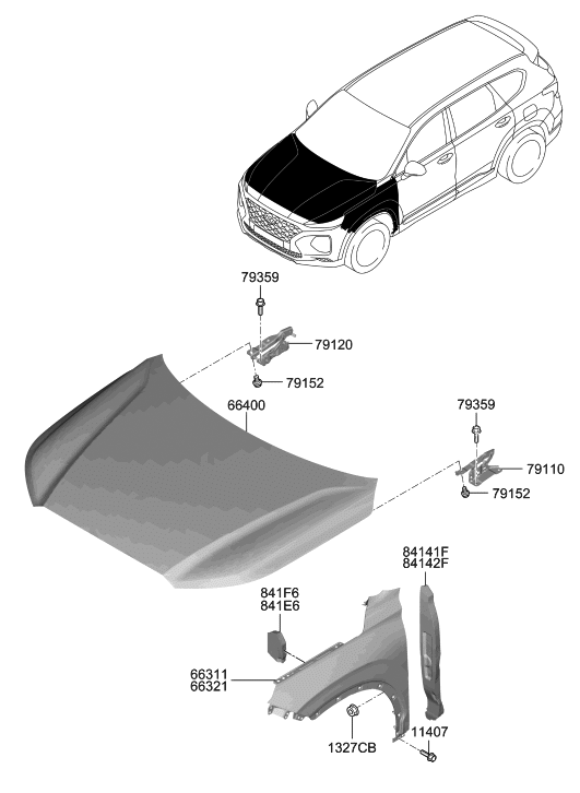66920-S8000 - Genuine Hyundai HINGE ASSY-HOOD,RH