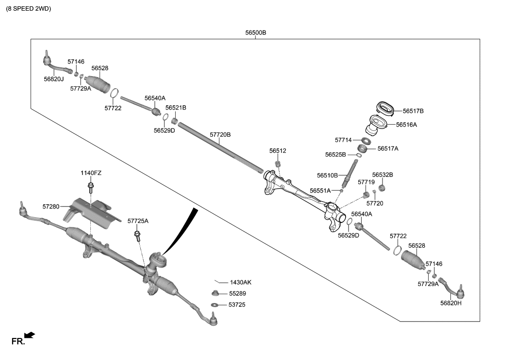 56521-F6000 Genuine Hyundai Bush-Rack