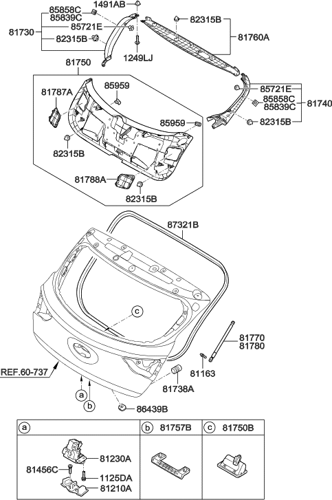 81230-A5000 - Genuine Hyundai LATCH ASSEMBLY-TAIL GATE