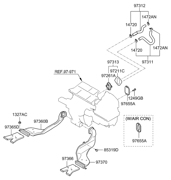 97311-2H200 - Genuine Hyundai HOSE-HEATER COOLANT INLET
